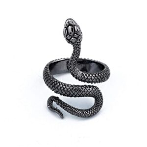 mr.s shop 1pcs retro punk exaggerated snake ring fashion personality stereoscopic opening adjustable ring (black)