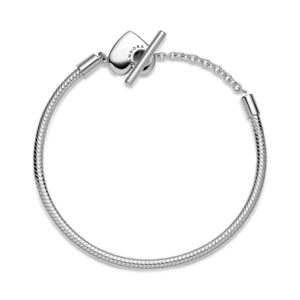 PANDORA Moments Heart T-Bar Snake Chain Bracelet, 6.7 in, With Gift Box