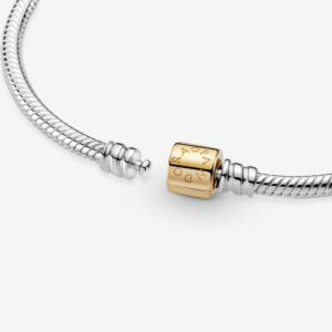 PANDORA Moments Two-tone Barrel Clasp Snake Chain Bracelet