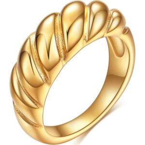 jude jewelers stainless steel twisted style classical plain wedding engagement promise anniversary band ring (gold, 7)