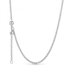 pandora rolo chain necklace - adjustable necklace with lobster clasp - great gift for her - sterling silver - 23.6"