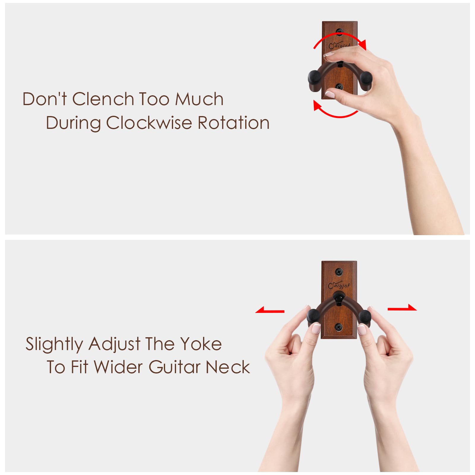 SNIGJAT Guitar Hanger 4 Pack, Hardwood Guitar Wall Mount, Rotatable Guitar Wall Hanger with Screws, V-Shaped Guitar Mount Hanger Hook Holder Stand for Acoustic Electric Guitar, Bass, Banjo, Mandolin