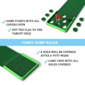 SPRAWL Golf Putting Mat Golf Practice Green 11.5 Feet Golf Pong Game 12 Holes Mat with 4 Balls for Indoor Short Game Office Backyard Use