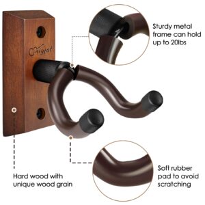 SNIGJAT Guitar Hanger 4 Pack, Hardwood Guitar Wall Mount, Rotatable Guitar Wall Hanger with Screws, V-Shaped Guitar Mount Hanger Hook Holder Stand for Acoustic Electric Guitar, Bass, Banjo, Mandolin