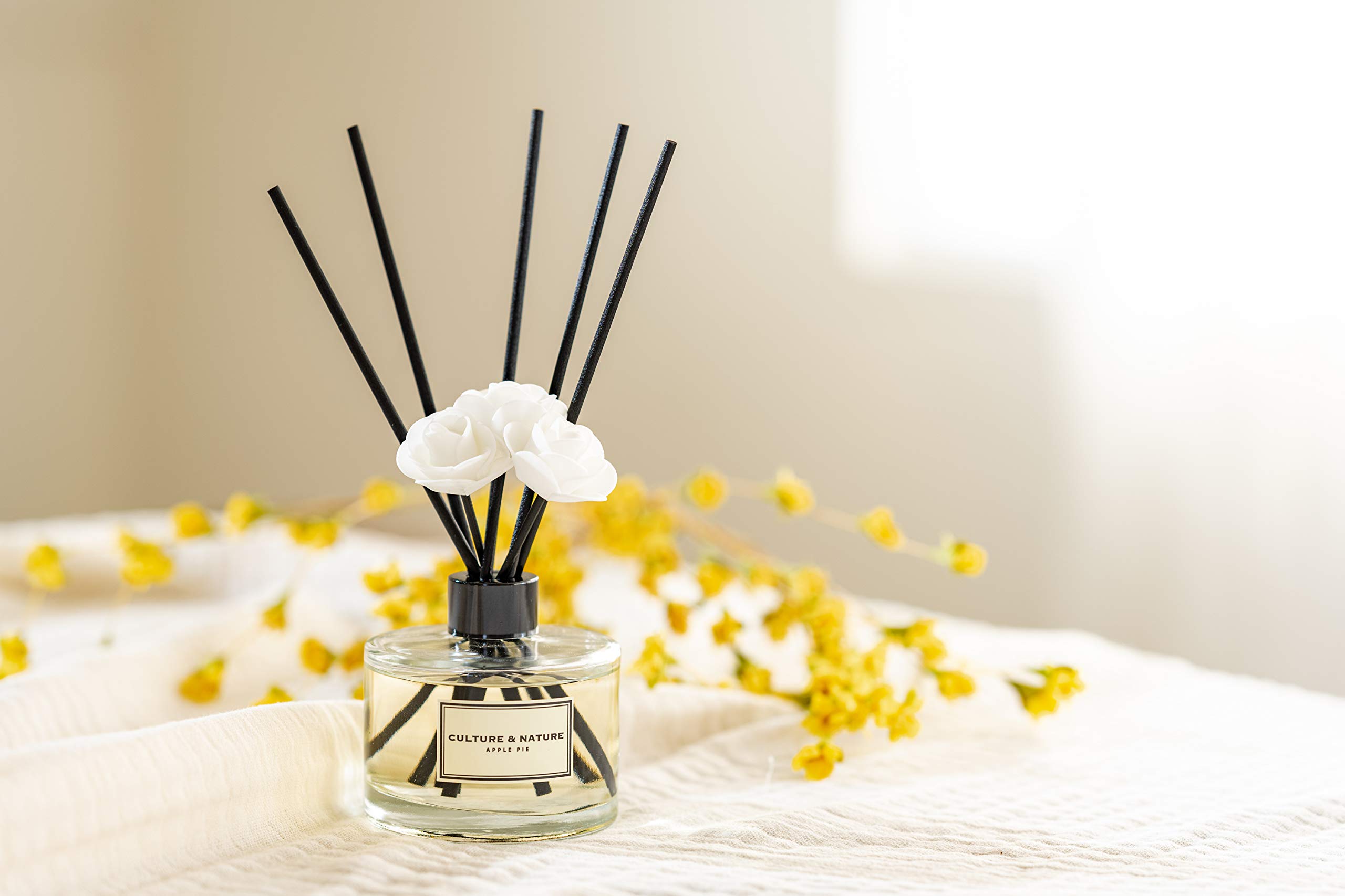 CULTURE & NATURE Reed Diffuser Set 6.7oz (200ml) Jasmine Scented Diffuser with Sticks Home Fragrance Reed Diffuser for Bathroom Shelf Decor