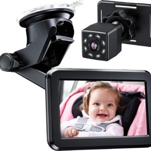 Itomoro Back Seat Baby Car Camera with HD Night Vision Function Car Mirror Display, Reusable Sucker Bracket, Wide View, 12V Cigarette Lighter, Easily Observe the Baby’s Move