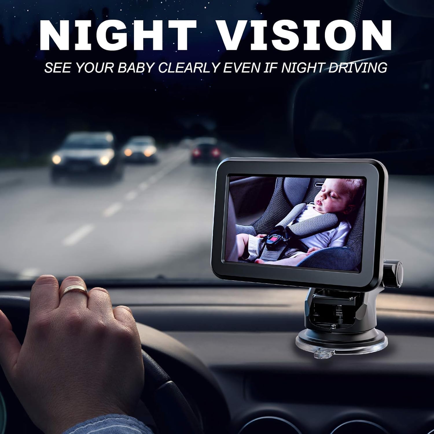 Itomoro Back Seat Baby Car Camera with HD Night Vision Function Car Mirror Display, Reusable Sucker Bracket, Wide View, 12V Cigarette Lighter, Easily Observe the Baby’s Move