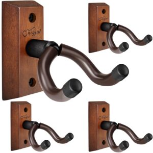 snigjat guitar hanger 4 pack, hardwood guitar wall mount, rotatable guitar wall hanger with screws, v-shaped guitar mount hanger hook holder stand for acoustic electric guitar, bass, banjo, mandolin