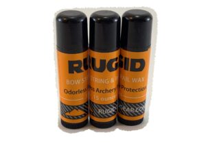 rugid compound, recurve, traditional bow string and crossbow rail wax, lubricant & conditioner - cold weather, odorless formula - 3-pack .15 ounce tubes