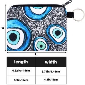 Hicarer 10 Pieces Small Coin Purse Boho Change Purse Pouch Printed Mini Wallet Coin Bag with Zipper for Women Girls (Evil Eye Print,4.7 x 3.94 Inch)