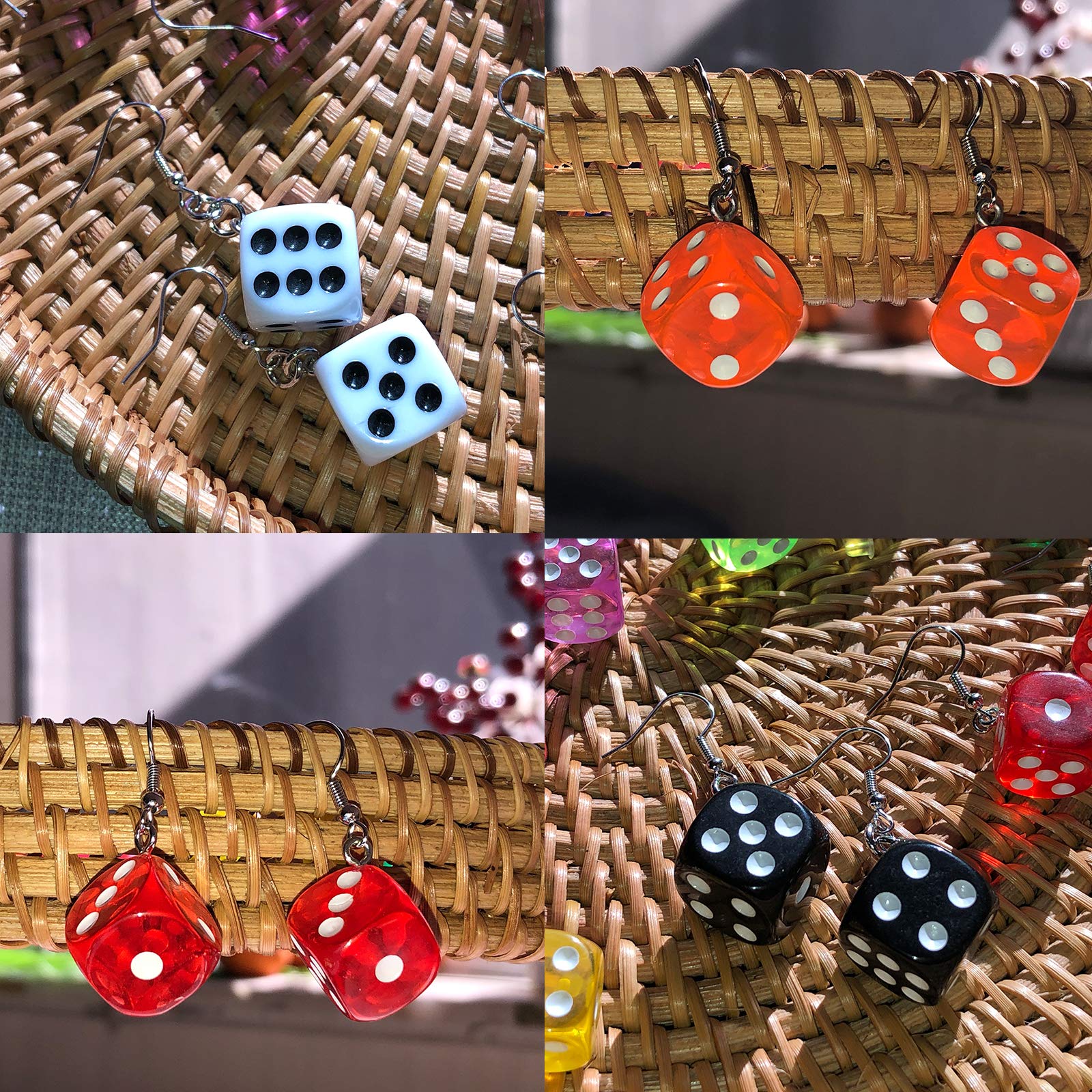 11 Pairs 3D Dice Earrings Funny Weird Aesthetic Cool Quirky Cute Kawaii Indie Earrings for Women