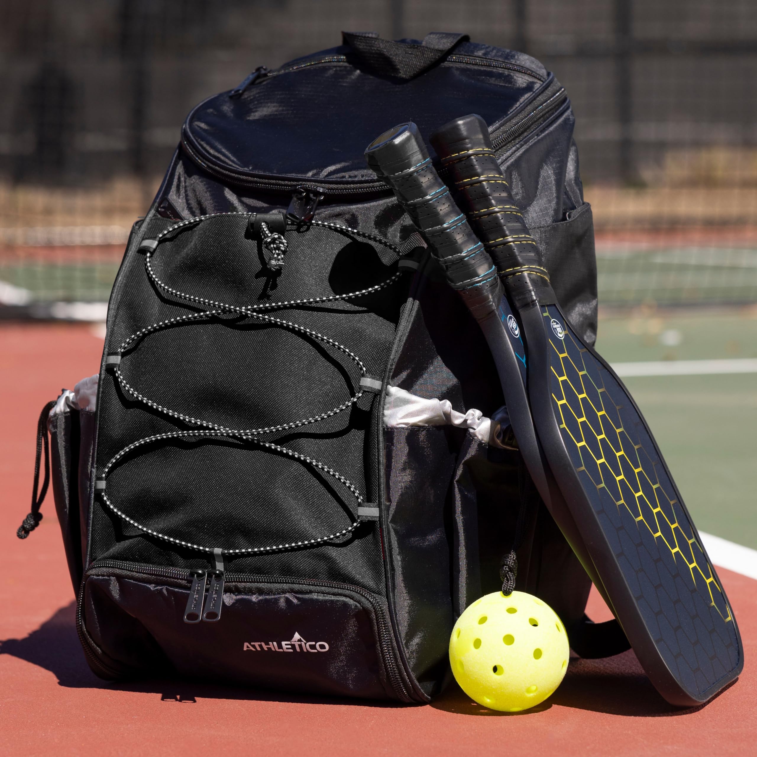 Athletico 35L Pickleball Backpack - Pickleball Bags for Men or Women Includes Pickleball Ball Holder (Black)