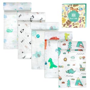 koo-dib muslin swaddle blanket for baby swaddles sack 0-3 months neutral receiving baby blankets for boy and girl set of 5 infant newborn swaddle sleepsack blankets wrap 30x30 inches