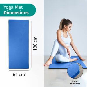 Yogarise Exercise Mat for Gym Workout and Flooring Exercise Long Size 6 mm Yoga Mat for Men & Women (Made in India) (Royal Blue, 6mm)