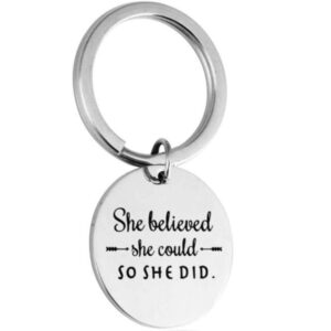 jude jewelers stainless steel inspirational mantra family secret worlds mother father's day keychain pendant (she believed she could so she did)