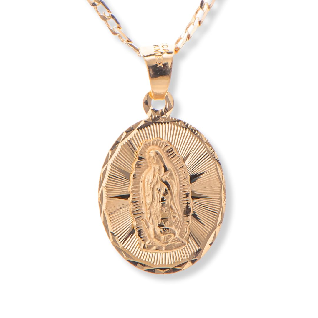 MXArtsCrafts Gold virgen de Guadalupe medal necklace, 14k goldfilled Chain necklace Virgen de Guadalupe pendant, Virgin Mary charm Necklace, Religious Jewelry, Cadena Virgen de Guadalupe