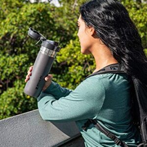 Stanley Quick Flip GO Water Bottle 24 OZ / 0.71 L | Push Button Lid | Leakproof & Packable for Travel & Sports | Insulated Stainless Steel | BPA-Free | Charcoal