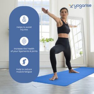 Yogarise Exercise Mat for Gym Workout and Flooring Exercise Long Size 6 mm Yoga Mat for Men & Women (Made in India) (Royal Blue, 6mm)