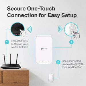 Certified Refurbished TP-Link RE230 AC750 WiFi Extender, Up to 1200 Sq.ft Dual Band WiFi Range Extender, WiFi Booster to Extend Range of WiFi (Renewed)