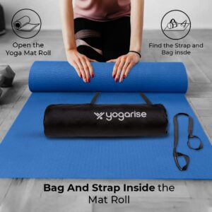 Yogarise Exercise Mat for Gym Workout and Flooring Exercise Long Size 6 mm Yoga Mat for Men & Women (Made in India) (Royal Blue, 6mm)