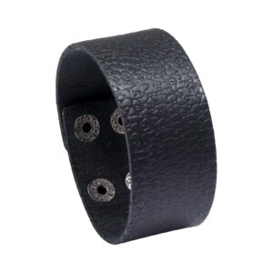 mgutillart punk vintage metal buckle bracelet wide leather cuff bracelet(black)