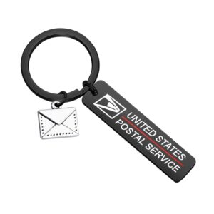 faadbuk post office keychain postman gift postal jewelry gifts for postal staff (post office k-black)