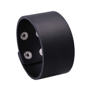 mgutillart punk metal buckle wristband wide leather cuff bracelet(black)