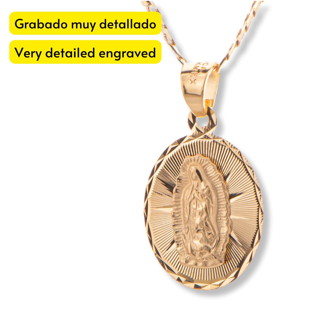 MXArtsCrafts Gold virgen de Guadalupe medal necklace, 14k goldfilled Chain necklace Virgen de Guadalupe pendant, Virgin Mary charm Necklace, Religious Jewelry, Cadena Virgen de Guadalupe