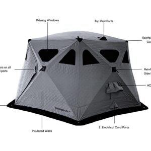 RDS Gear - Obsidian - Heavy Duty 4 Season Camping Shelter, 6-8 Person Capacity, Instant Pop-Up Tent, Insulated and A/C Ready, Removable Floor for Easy Cleaning or Ice Fishing