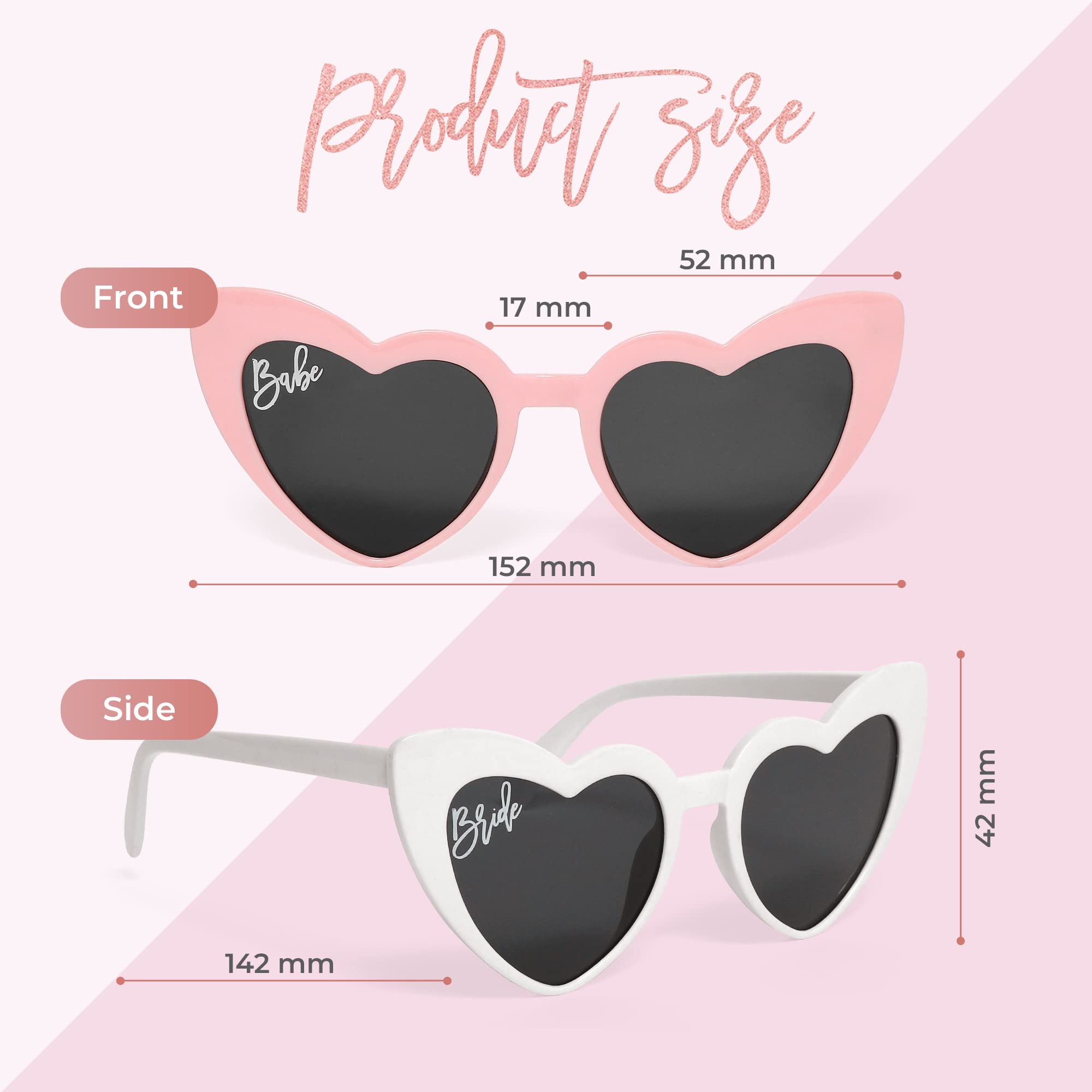 Effortless Events 8-Pack Bride Sunglasses, Bridesmaid Sunglasses, White & Pink