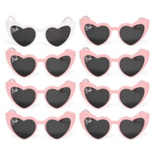 effortless events 8-pack bride sunglasses, bridesmaid sunglasses, white & pink