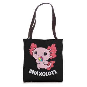 axolotl sweets lollipop snaxolotl kawaii axolotl tote bag