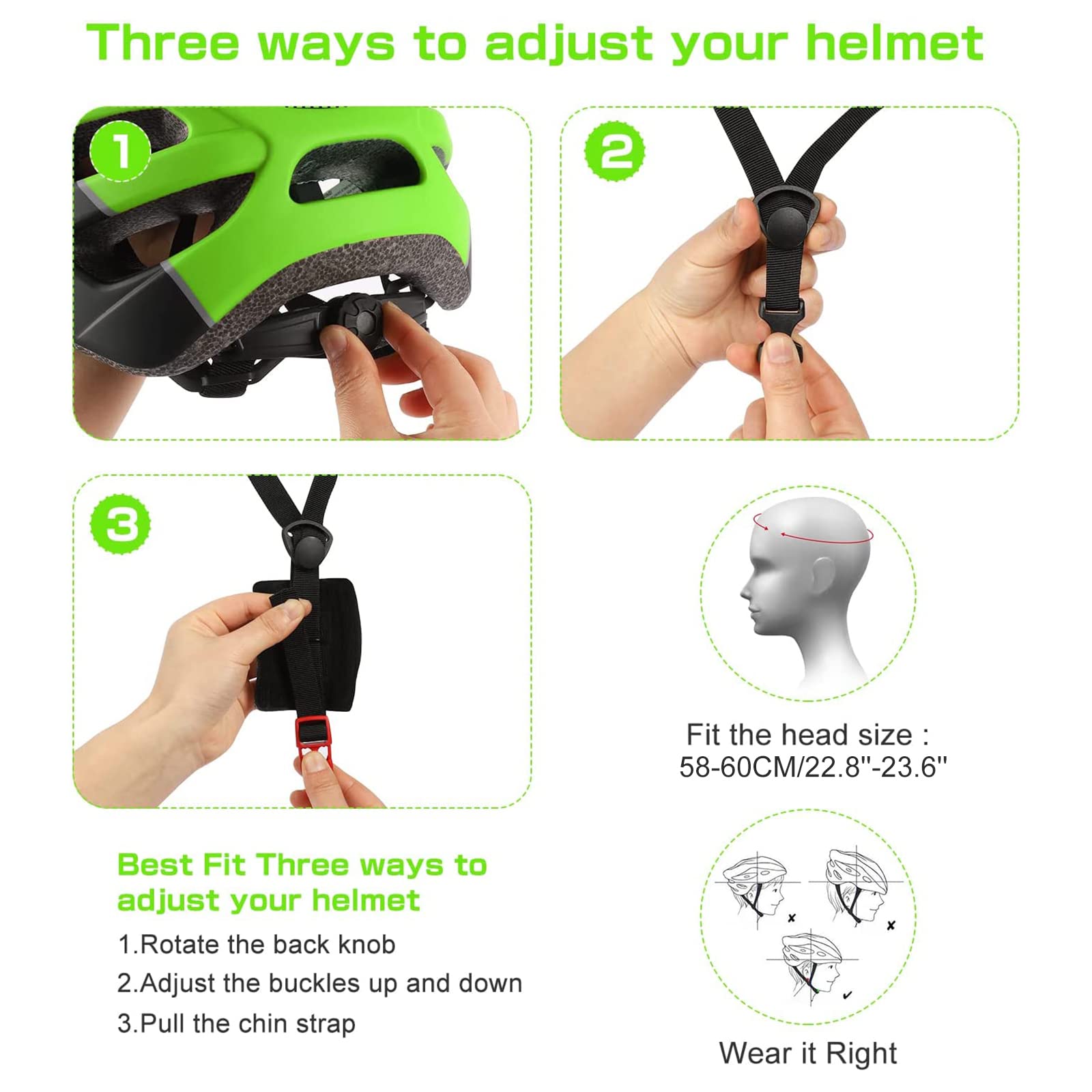 Adult Cycling Bike Helmet with Adjustable Strap Ultralight Stable Road/Mountain Bike Cycle Helmets for Mens Womens