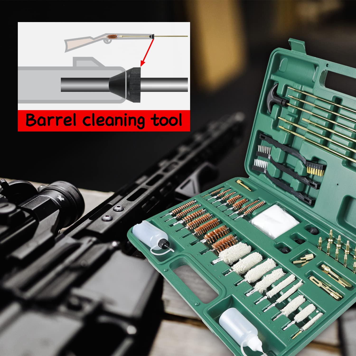 Sutekus Gun Cleaning Kit Universal Guns Cleaning Tools for Hunting Rilfe Handgun Pistol Shotgun with Carrying Case (Plastic Jags)