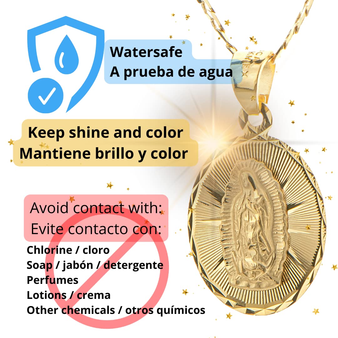 MXArtsCrafts Gold virgen de Guadalupe medal necklace, 14k goldfilled Chain necklace Virgen de Guadalupe pendant, Virgin Mary charm Necklace, Religious Jewelry, Cadena Virgen de Guadalupe