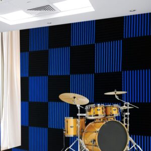 52 Pack 12 "X 12 "X1" Acoustic Panels Studio Soundproofing Foam, (24blue+24black')