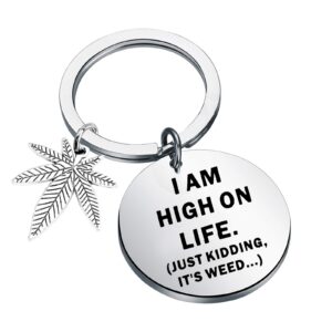 kuiyai marijuana weed gift marijuana leaf keychain 420 gift i am high on life just kidding it's weed marijuana pot leaf gift(weed ks)