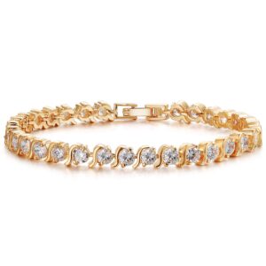 kzzenki mothers day gifts gold tennis bracelets for women gold bracelet 14k plated cubic zirconia bracelets for women, wedding bracelets for brides