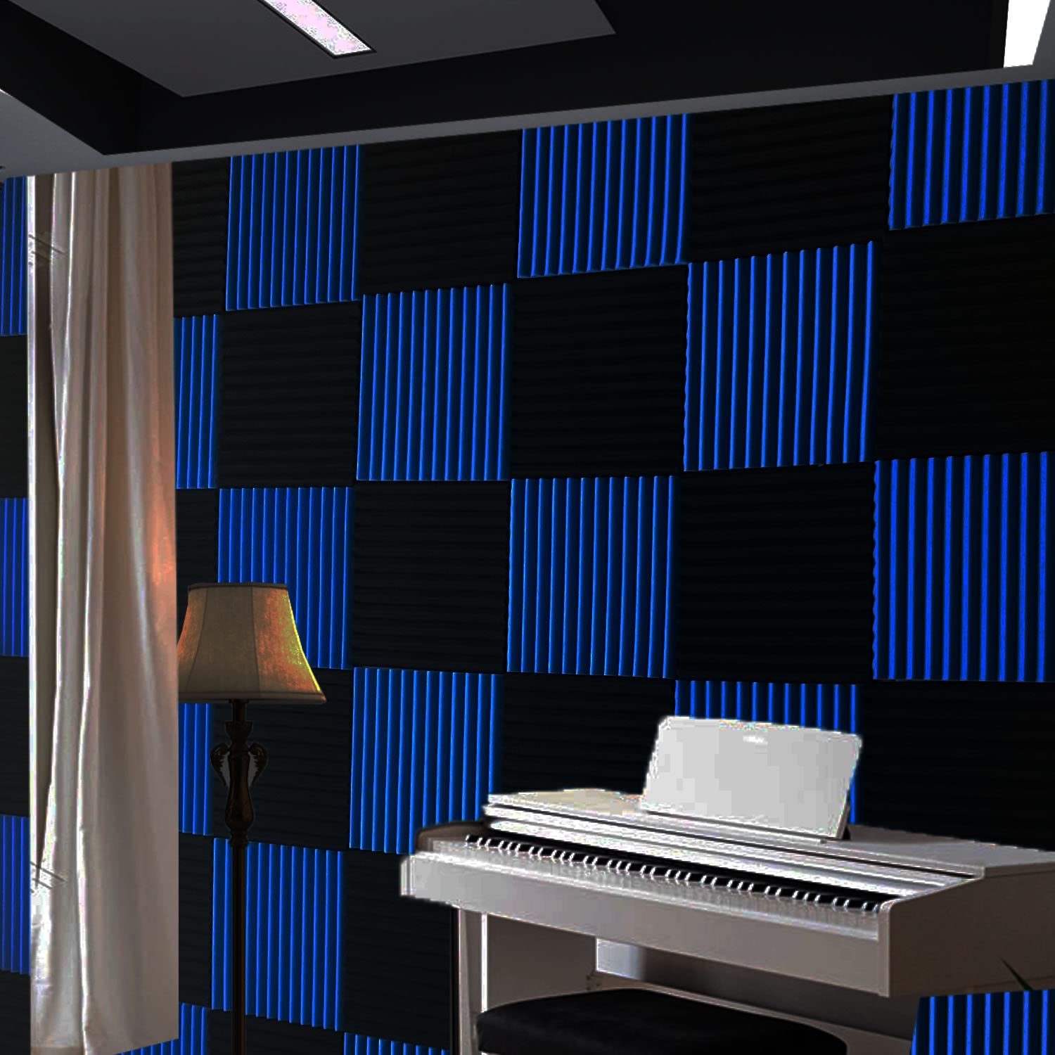 52 Pack 12 "X 12 "X1" Acoustic Panels Studio Soundproofing Foam, (24blue+24black')