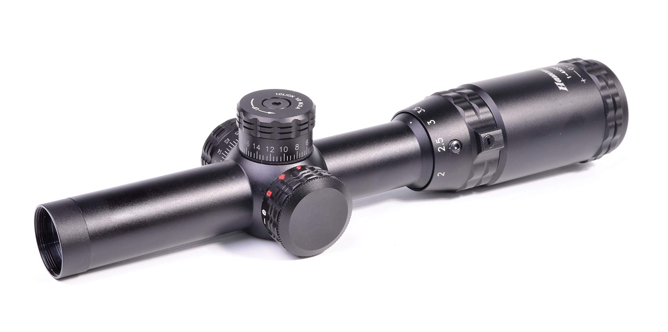 Hammers Lightweight Lever Action Rifle Scope 1-4x20 w/Illuminated Etched Glass Hog Pig Reticle 1inch Tube Weaver Rings Finger Adjustable Lockable Turret Screw Speed Lever