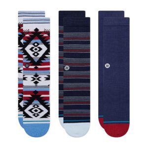 stance crew mirage socks [3 pack] (medium, navy)