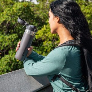 Stanley Quick Flip GO Water Bottle 24 OZ / 0.71 L | Push Button Lid | Leakproof & Packable for Travel & Sports | Insulated Stainless Steel | BPA-Free | Charcoal