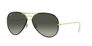 ray-ban rb3025jm classic full color metal aviator sunglasses, black on legend gold/grey gradient, 58 mm