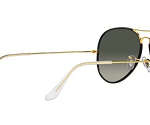 Ray-Ban RB3025JM Classic Full Color Metal Aviator Sunglasses, Black On Legend Gold/Grey Gradient, 58 mm