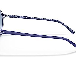 Ray-Ban RB2195 Thalia Square Sunglasses, Blue On Vichy Blue/White/Clear Gradient Blue, 53 mm