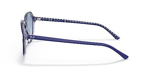 Ray-Ban RB2195 Thalia Square Sunglasses, Blue On Vichy Blue/White/Clear Gradient Blue, 53 mm