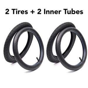 (2 Sets) 14” x 2.125 Kids Bike Replacement Tires and Tubes - Compatible with Most 14” Kids Bikes Like RoyalBaby, Joystar, and Dynacraft - Made from BPA/Latex Free Butyl Rubber