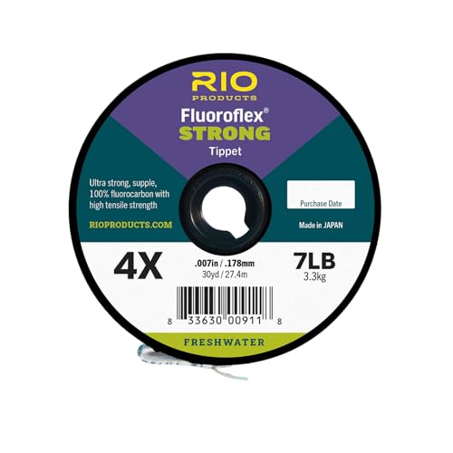 RIO Products Fly Fishing Tippet, Fluoroflex Strong Leader, 100% Fluorocarbon, 30YD Spool, 5.2lb (2.4kg) Test, 006in (.152mm) Diameter