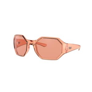 ray-ban rb4337 polarized square sunglasses, transparent orange/evolve photochromic red to violet, 59 mm