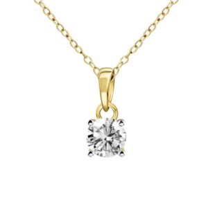 friendly diamonds 1 1/2 carat | 14k yellow gold | igi certified lab created diamond solitaire pendant necklace